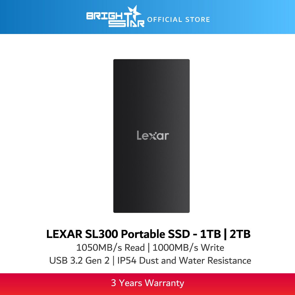 LEXAR SL300 USB 3.2 Gen 2 Portable SSD - 1TB/2TB | Shopee Malaysia