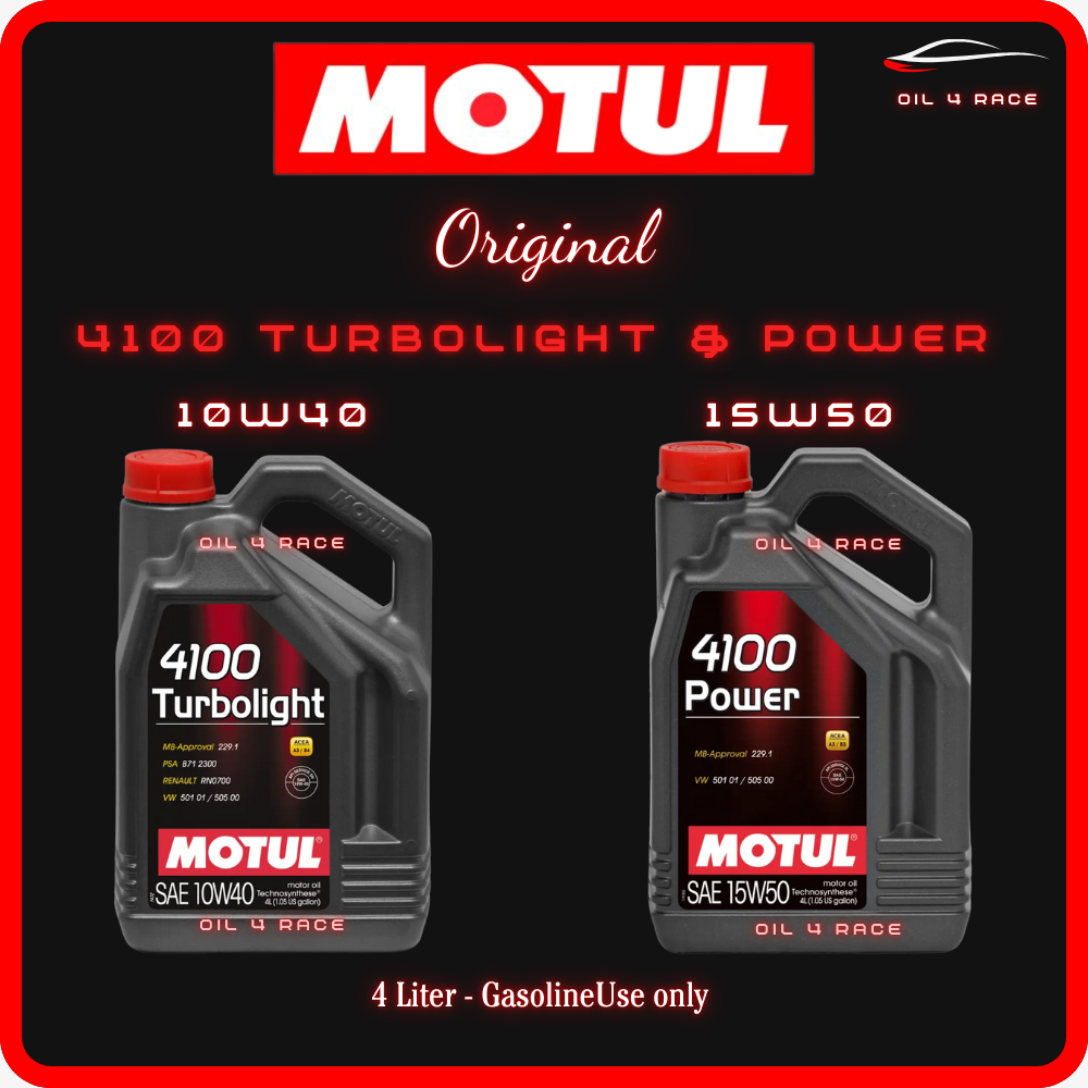 MOTUL 4100 Turbolight 10W40 4100 Power 15W50 (4L) Engine Oil | Shopee ...