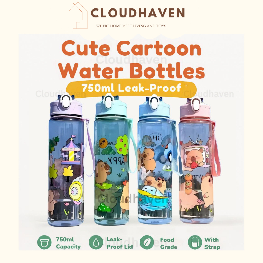 750ML Capybara Water Bottle Botol Air Budak BPA Free Tritan Drink ...