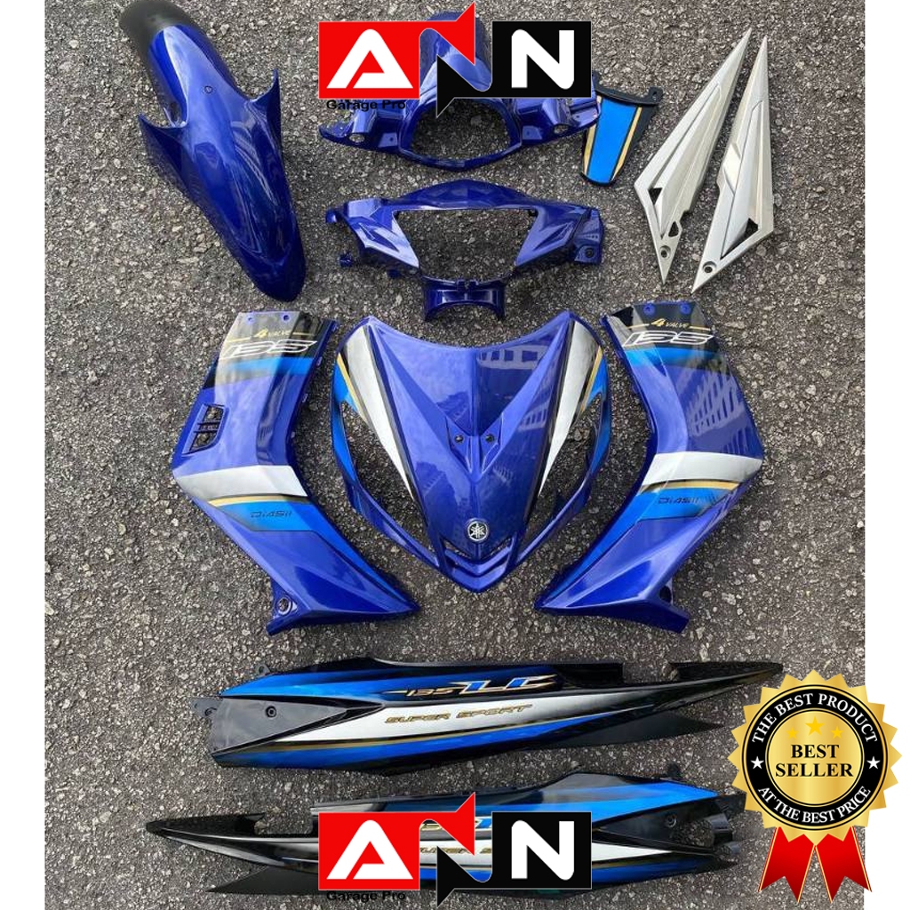COVERSET YAMAHA LC 135 V1 BIRU GOLD ORIGINAL HLY / M SEKI STICKER SIAP ...