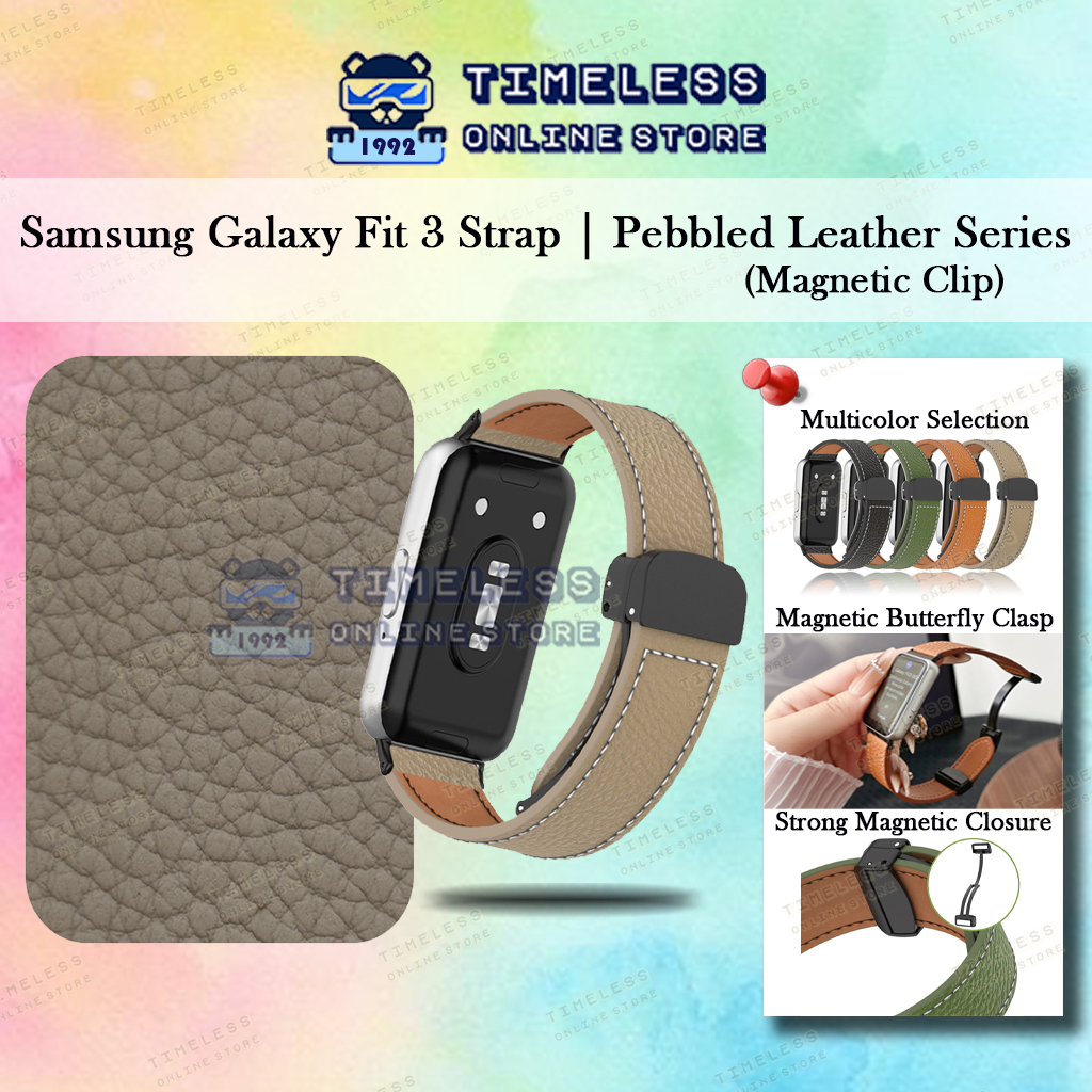 🇲🇾 Samsung Galaxy Fit 3 Strap, Pebbled Leather Style Band, Strong ...