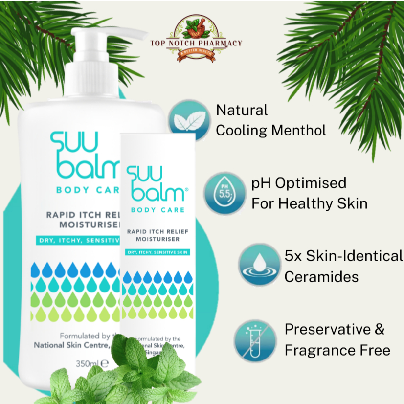 Suu Balm Rapid Itch Relief Ceramide Cooling & Soothing Moisturiser (75mL/350mL) 【For All Skin ...