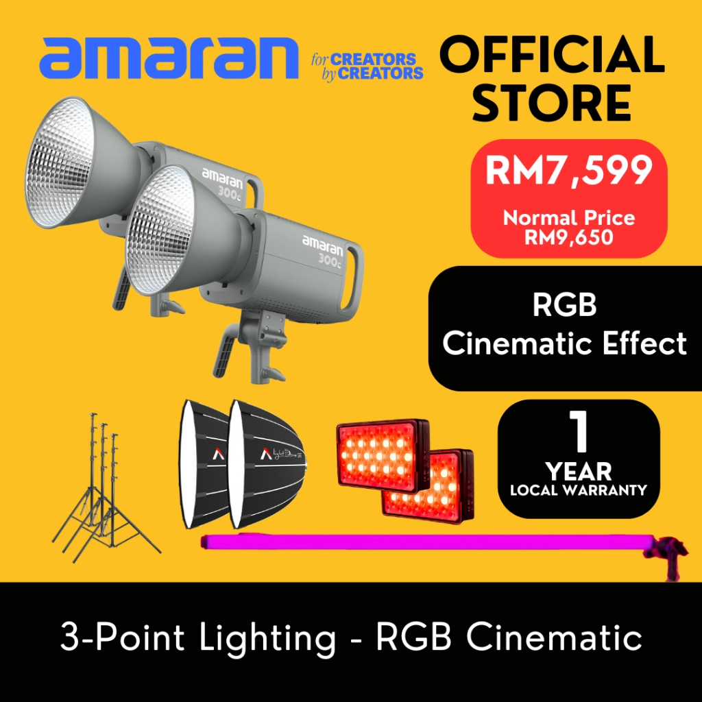 3-Point Lighting RGB Cinematic Effect | amaran 300c(2pc) & T4c(1pc ...