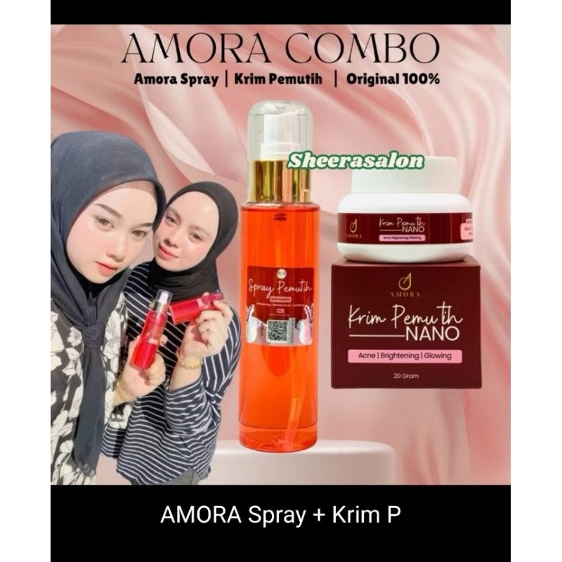 AMORA WHITENING SPRAY & CREAM PEMUTIH NANO AMORA(ORIGINAL) | Shopee ...