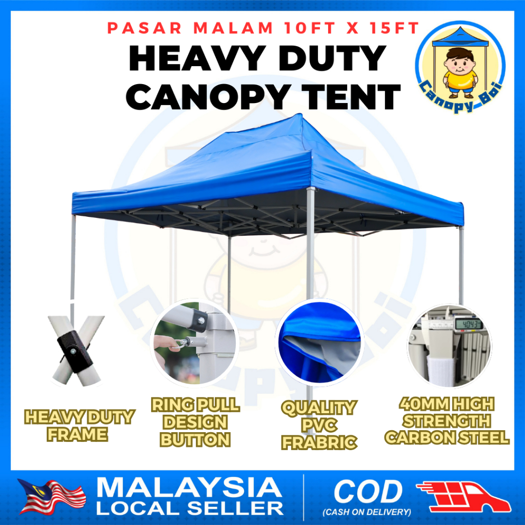 CanopyBoi 10x15ft 3x4.5m PVC Canopy Tent for Night Market Pasar Malam ...
