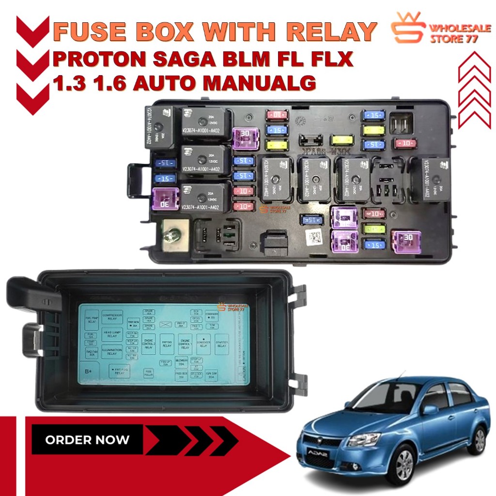 READY STOCK | PROTON SAGA BLM FL FLX FUSE BOX ENGINE RELAY COVER FUSE ...