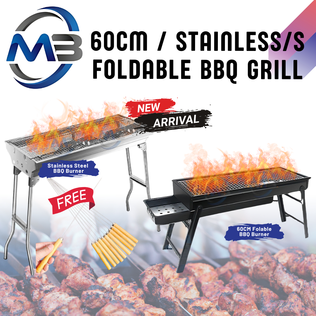 60cm Portable Folding BBQ Grill Stainless Steel Portable BBQ Grill ...