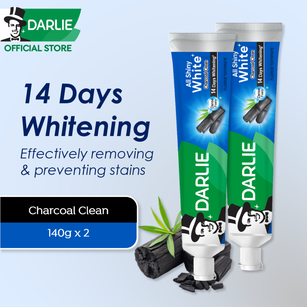 DARLIE All Shiny White Charcoal Clean Whitening Toothpaste 140gx2 ...