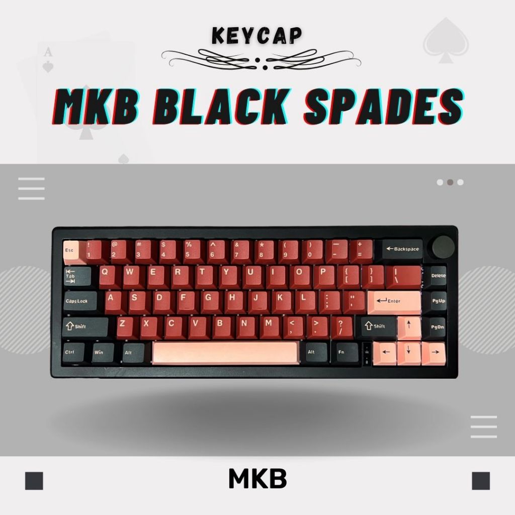 MKB Black Spades PBT Double Shot Cherry Profile Keycap Set for ...