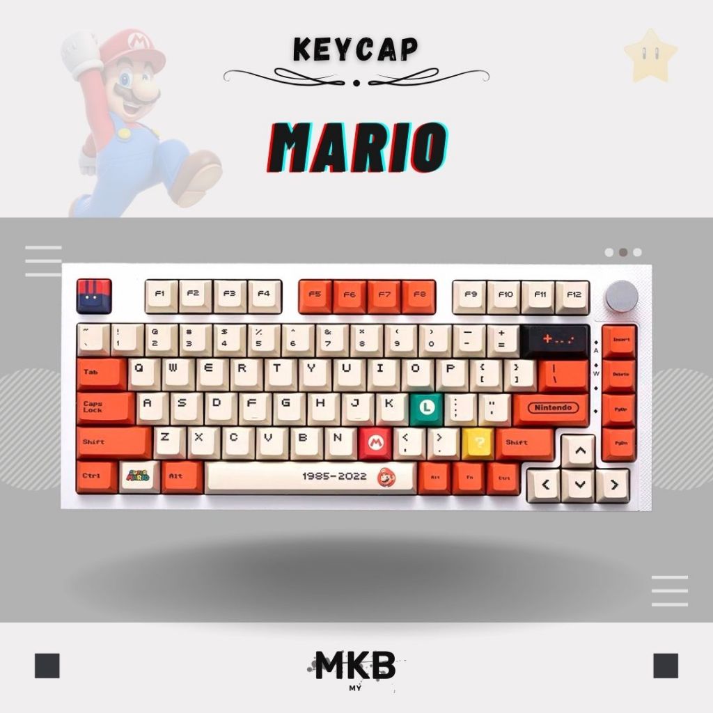 MKB Super Mario PBT Cherry Profile Keycap Set for Mechanical Keyboard ...
