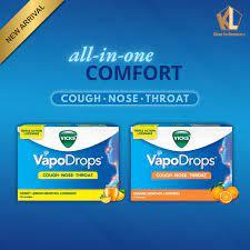 VICKS VapoDrops Lozenges - Orange Menthol/ Honey Lemon (12's) | Shopee ...
