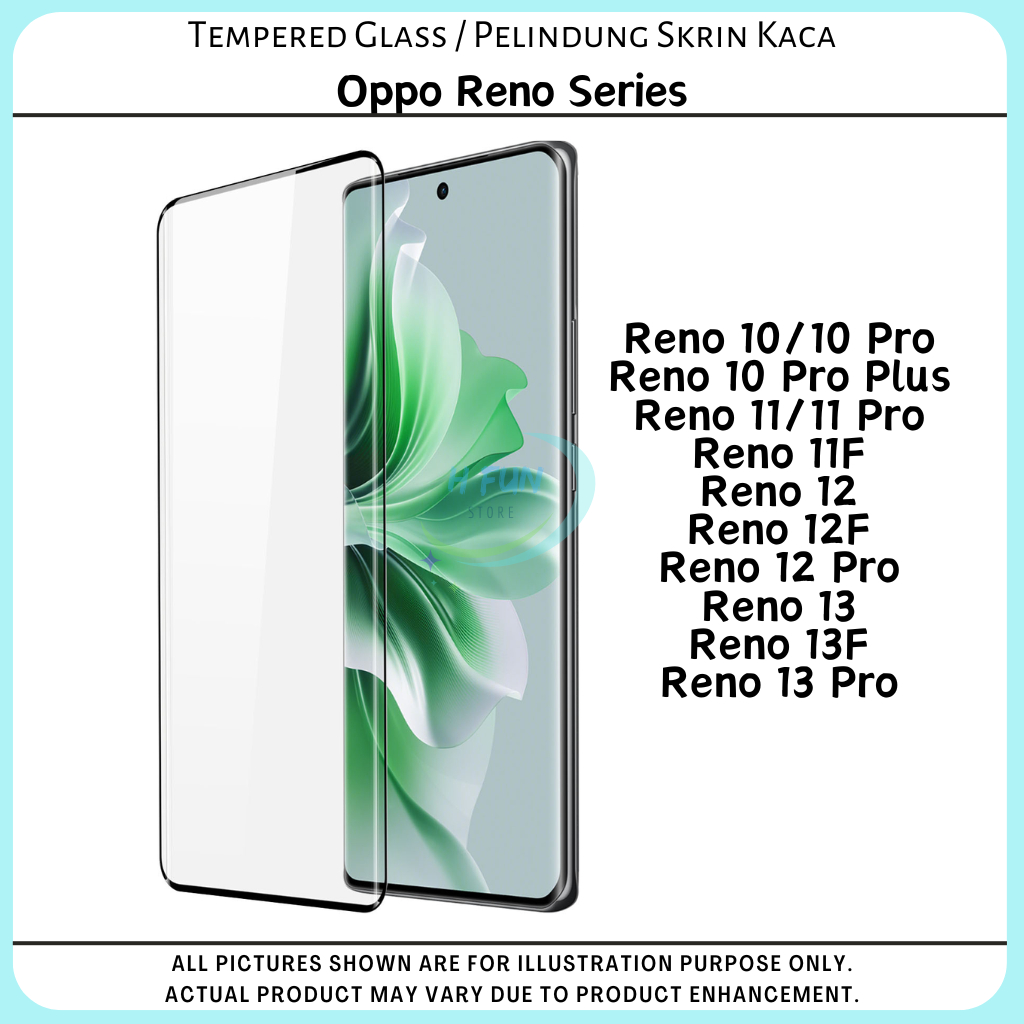 Screen Protector Oppo Reno 10/11/12/13/Pro/F/5G Clear Curved Kaca ...