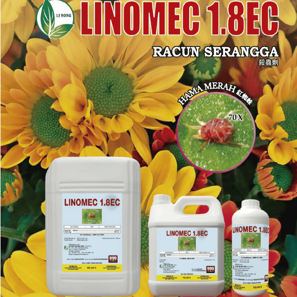 (1L) Linomec 1.8EC Racun Serangga Kutu Trips / Hama Merah / Lalat Putih ...