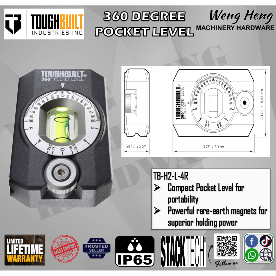 TOUGHBUILT 360 Degree Pocket Level - TB-H2-L-4R | Shopee Malaysia