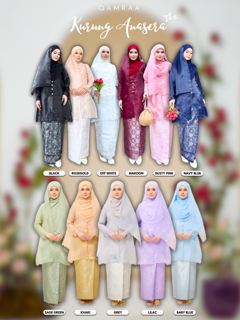 Anasera Kurung by Qamraa Songket Tenun Sulam Organza Kain Lipat Batik ...