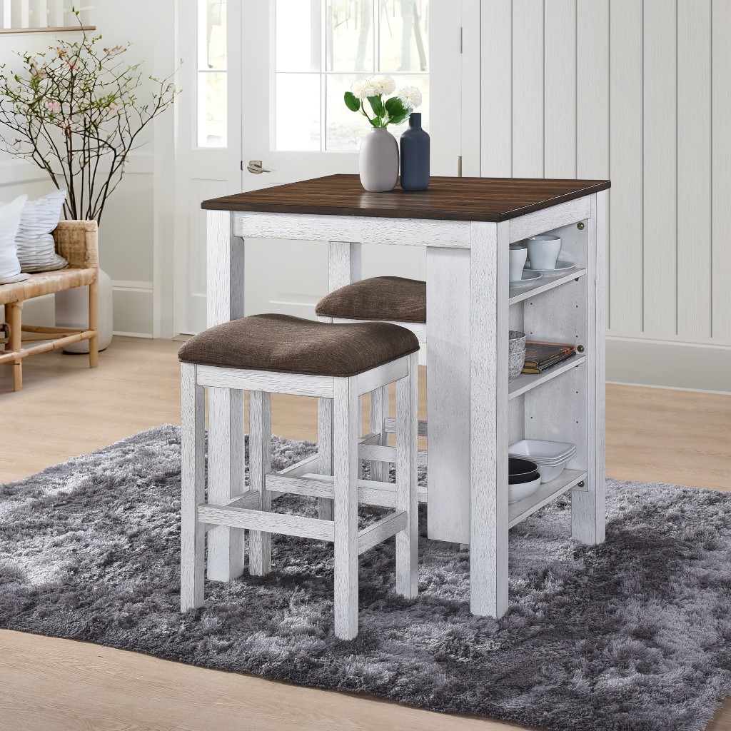 WOODHOMER 3pcs set Meja Makan Tinggi Multipurpose Dining Set Counter ...