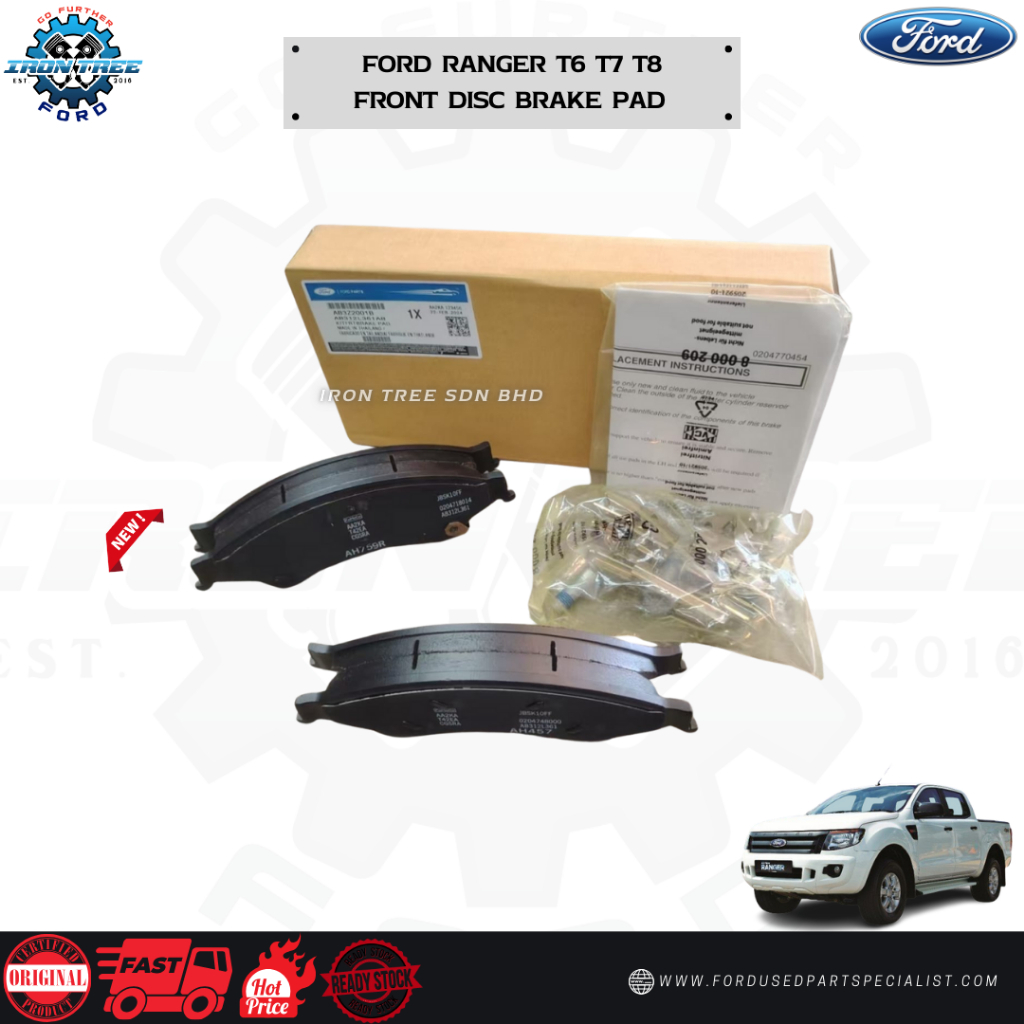Genuine Ford Ranger T6 T7 T8 2.0 Bi-Turbo Front Brake Pad with Bracket ...