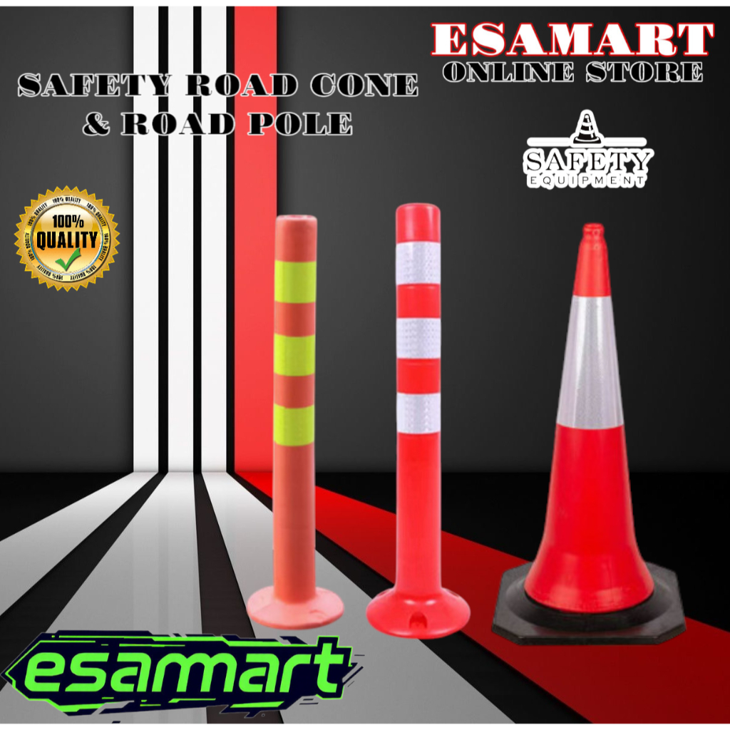 75cm/30" Portable Reflective Heavy Base Safety Cone Traffic Parking ...