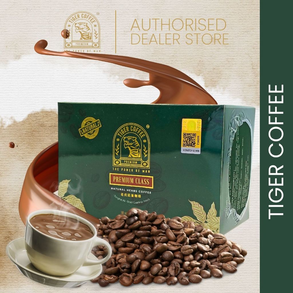 AUTHORISED DEALER 】 Tiger Coffee Premium Class Natural Herbs Coffee 10 ...