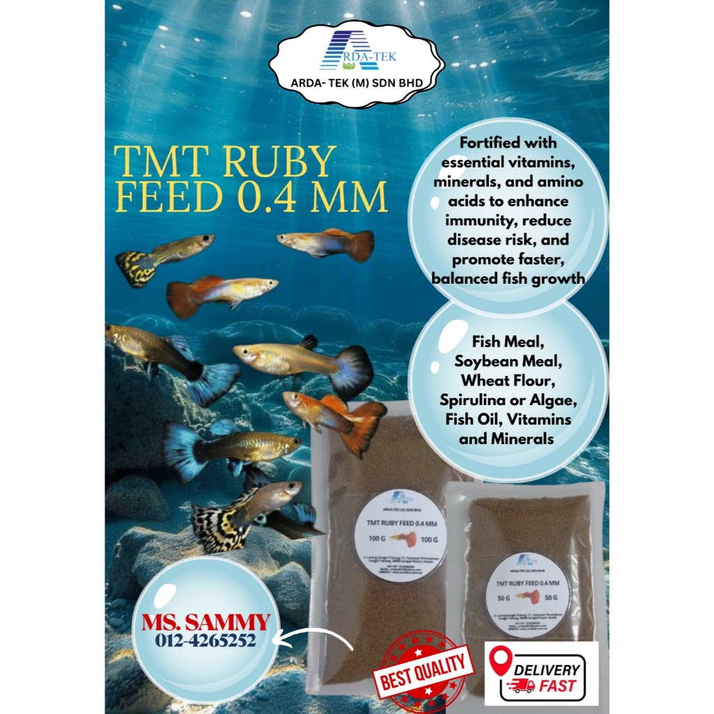 TMT RUBY FEED 0.4 MM X 50 G / MAKANAN IKAN / FLOATING / TIMBUL / GUPPY ...