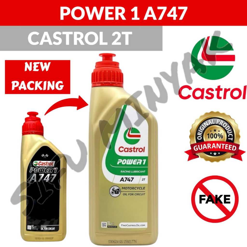 ORIGINAL CASTROL POWER 1 A747 2T ENGINE OIL 1L 2 STROKE MINYAK HITAM ...