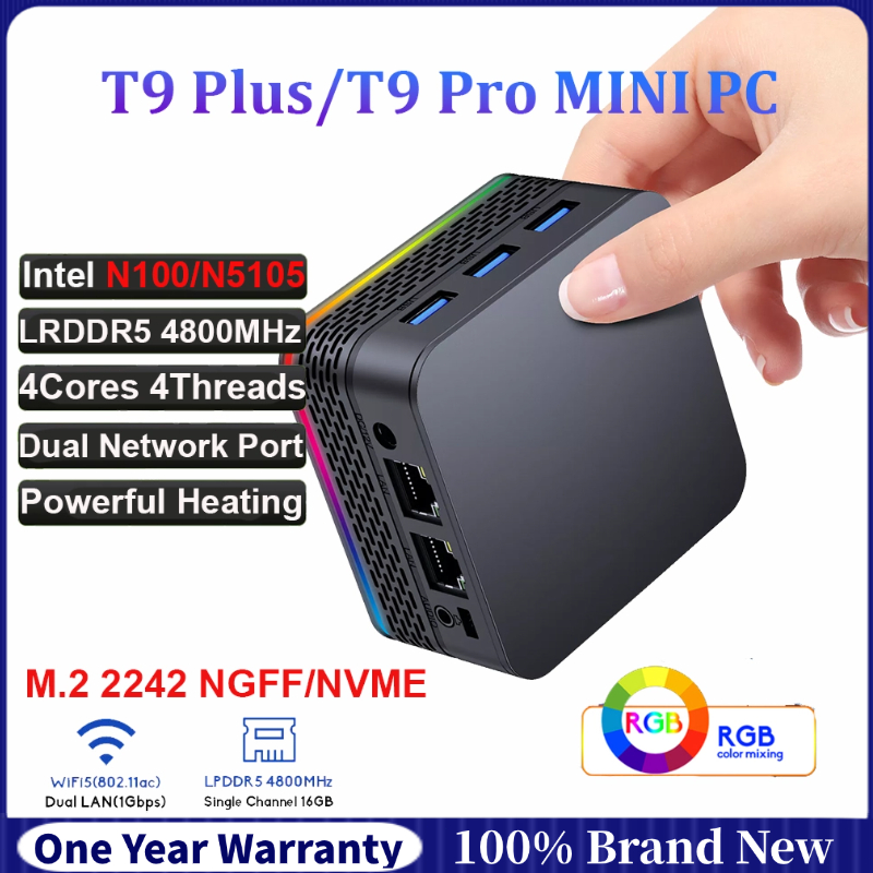 SZBOX T9 Plus/Pro MINI PC Intel Processor N100/ N5105 DDR5 Dual Lan WIFI5 BT4.2 RGB Desktop PC ...
