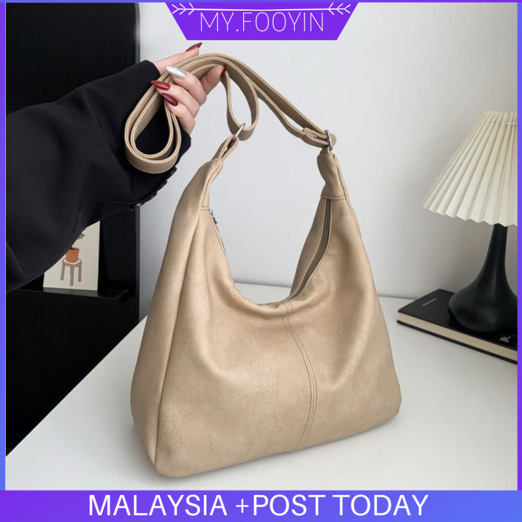 N367 READY STOCK MYFOOYIN Niche Design Vintage Shoulder Bag Fashion PU Leather Handbag Casual ...