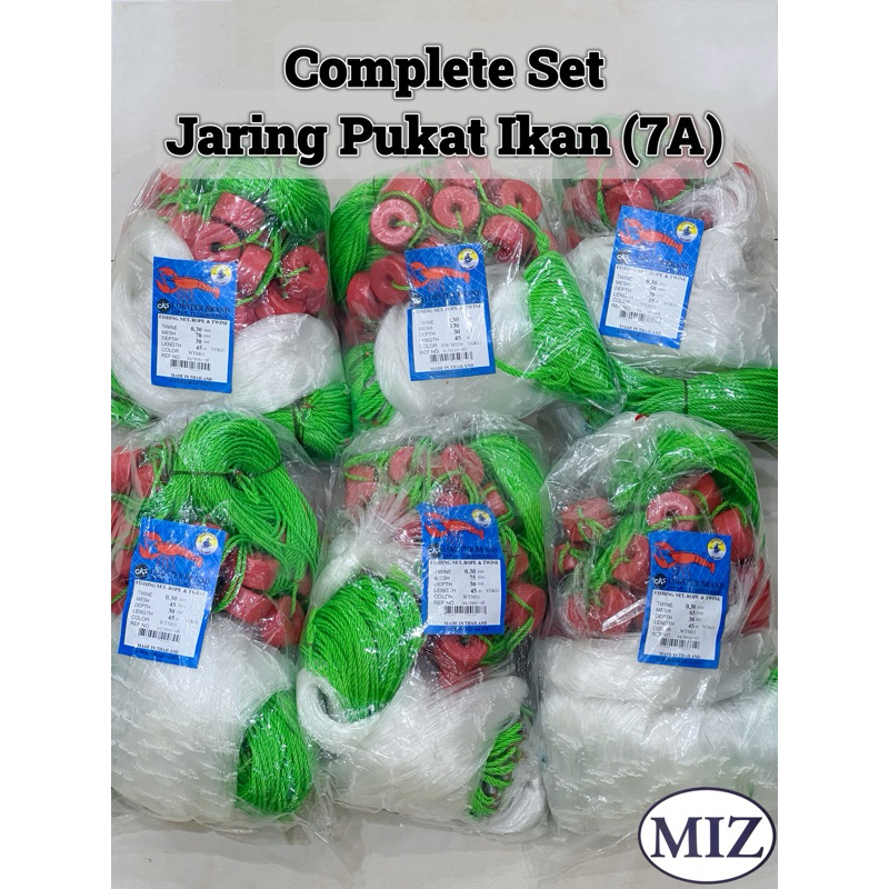 Set : 030 x 45MM( 1 3/4") - 130MM(5") x 30MD x 45MTR Pukat Siam Sticky ...