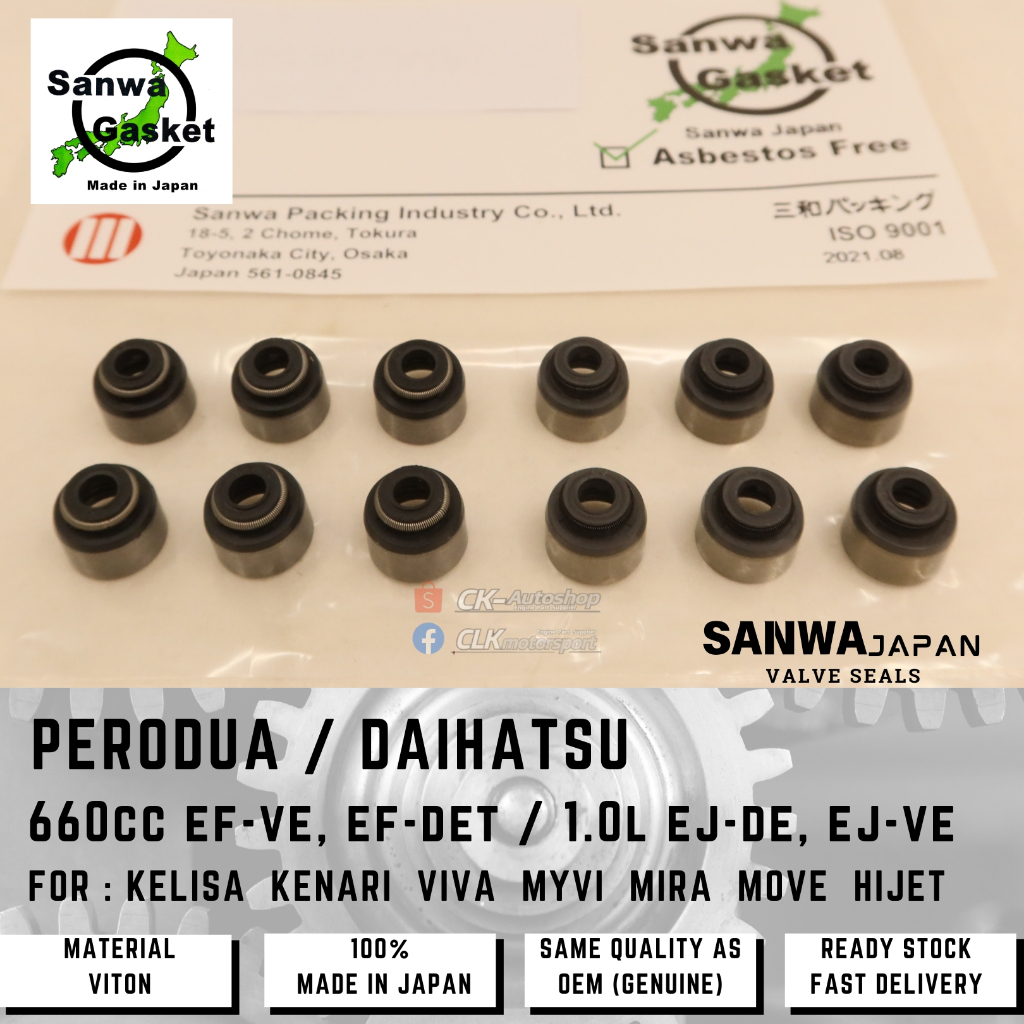 Sanwa Japan Viton Valve Seal - Perodua 660 EF EFVE EFDET 850 ED EDVE 1.0L EJDE EJVE Kancil ...