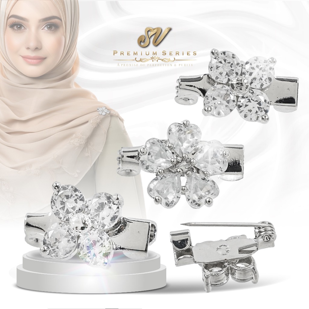 Sv Premium Baby Brooch Zircon Pin Tudung Bunga Cubic Zirconia ...