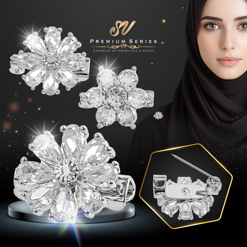 Sv Premium Pin Tudung Bunga Kacing Tudung Zircon Scarf Flora Baby ...