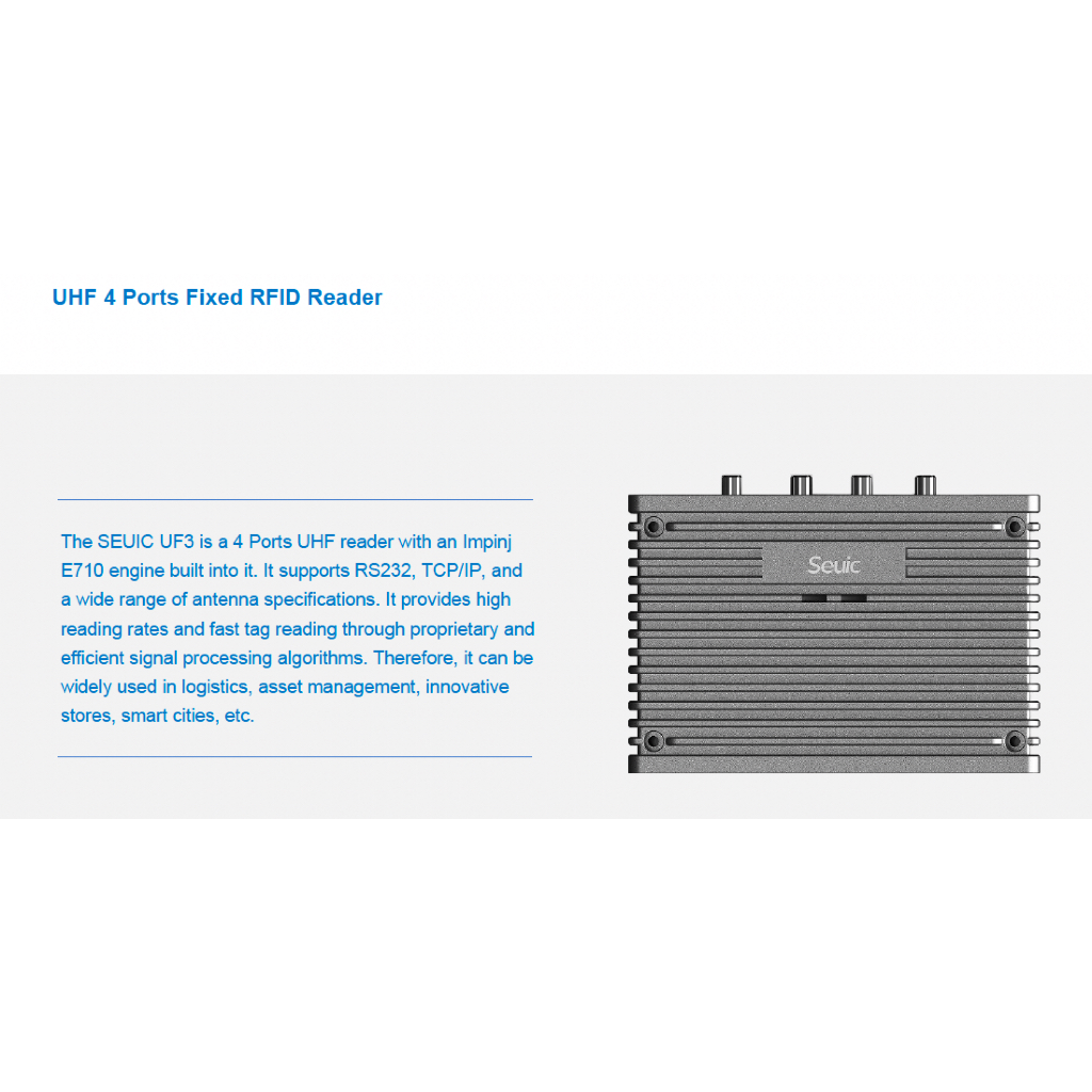 UF3 Industrial UHF RFID Reader | 4-Port Fixed Reader | POE | Long Range ...
