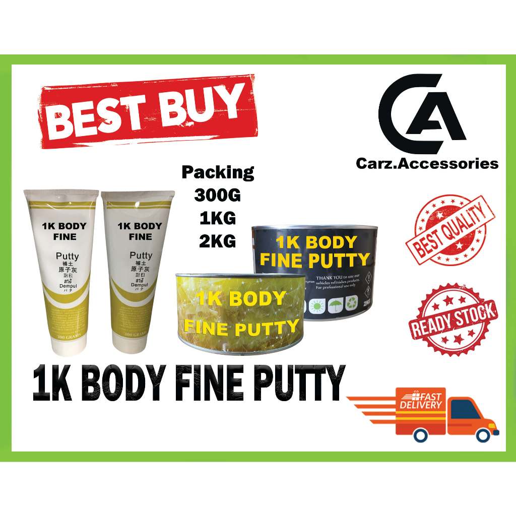 【READY STOCK】ACRYLIC 1K-BODY FINE PUTTY(SIMEN KERETA) 300G/1KG/2KG ...