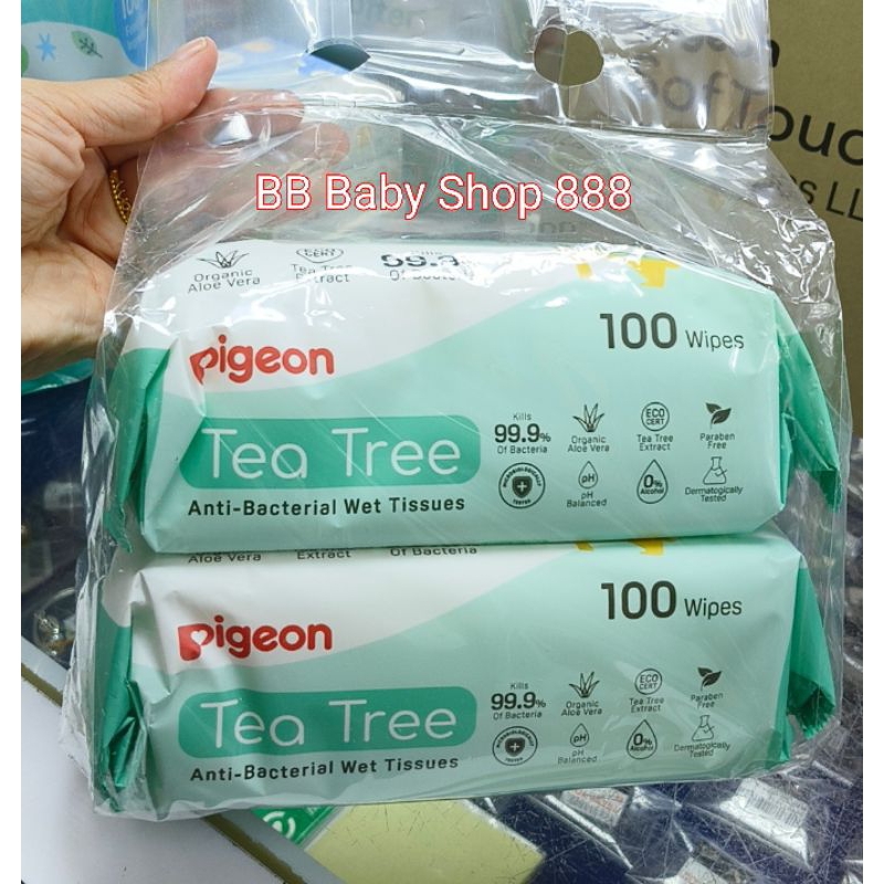 Pigeon Tea Tree Anti-Bacterial Wet Tissues (100wipes X 2) | Shopee Malaysia