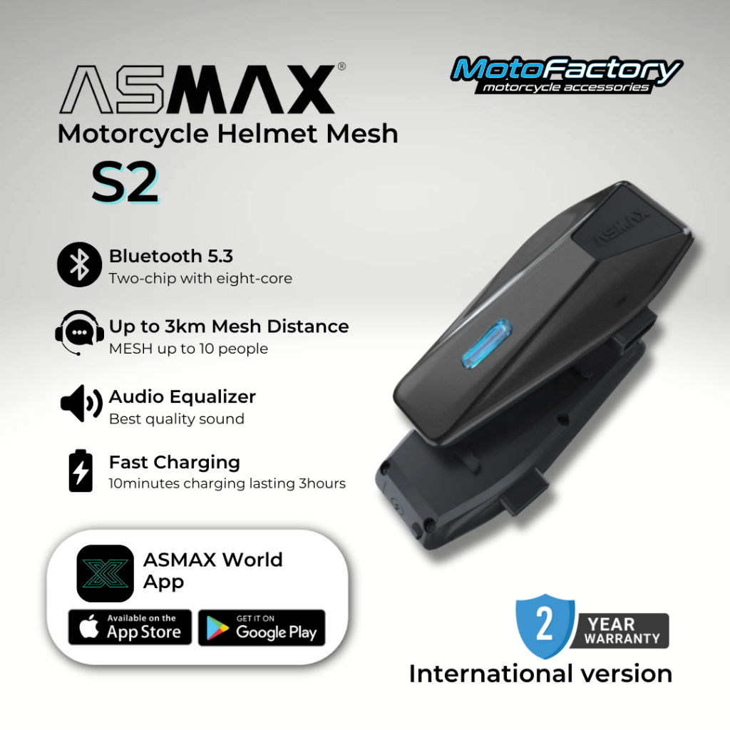 ASMAX S2 Motorcycle Helmet Mesh Intercom 8 Riders AI VOICE COMMAND IP67 ...
