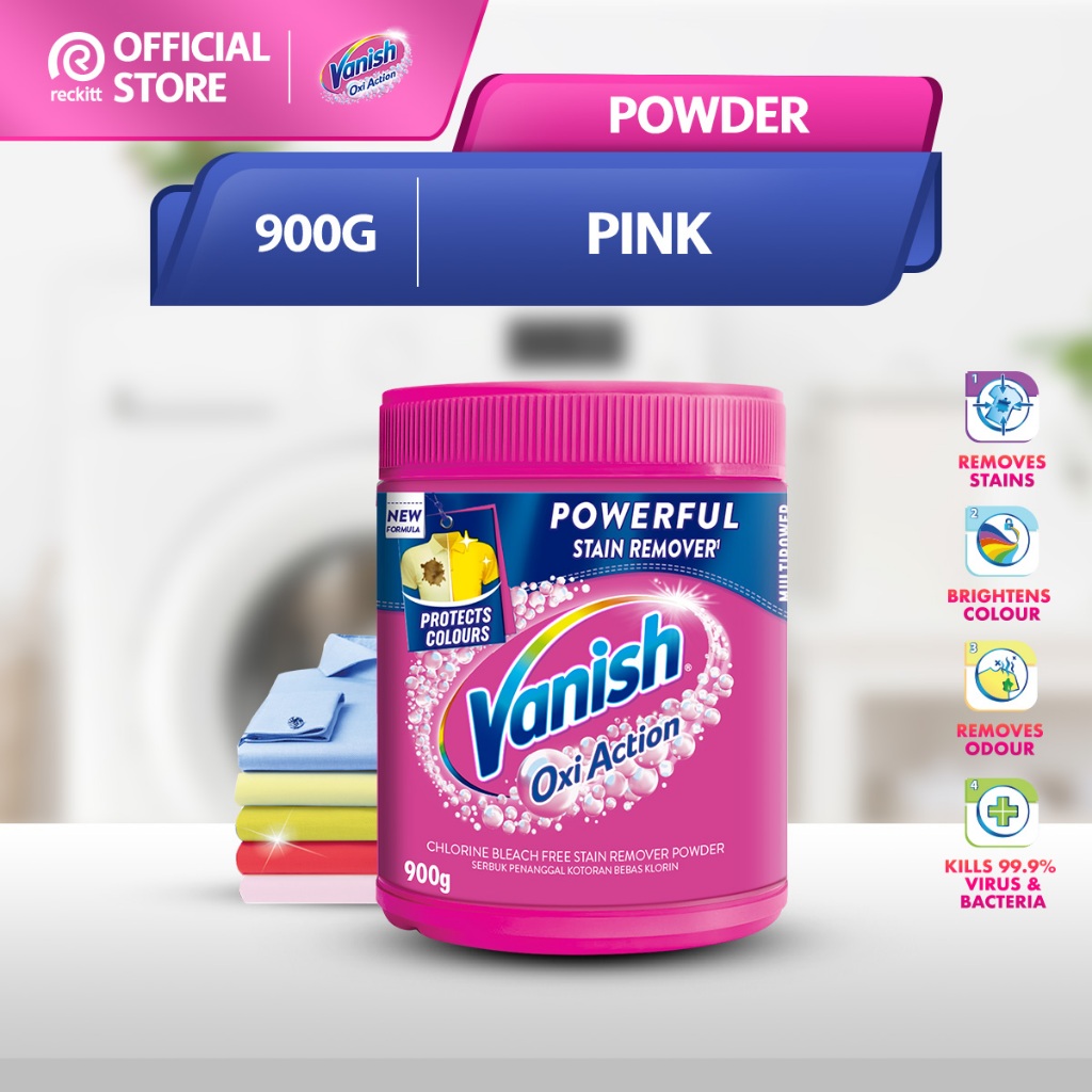 Vanish Stain Remover Pink Oxi Action, Detergent Powder, 900g | Shopee ...