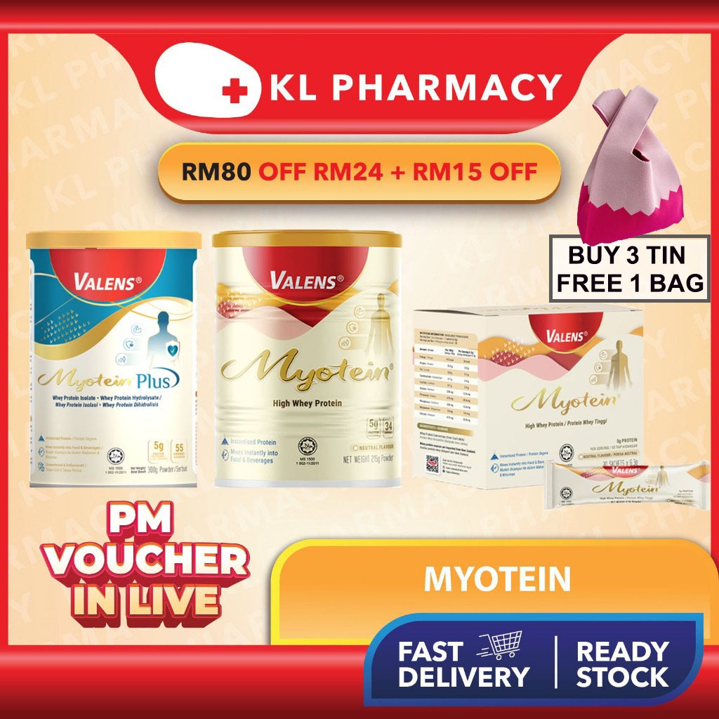 (BUY 3 TIN FREE 1 BAG) VALENS MYOTEIN WHEY 300G / MYOTEIN SACHETS ...