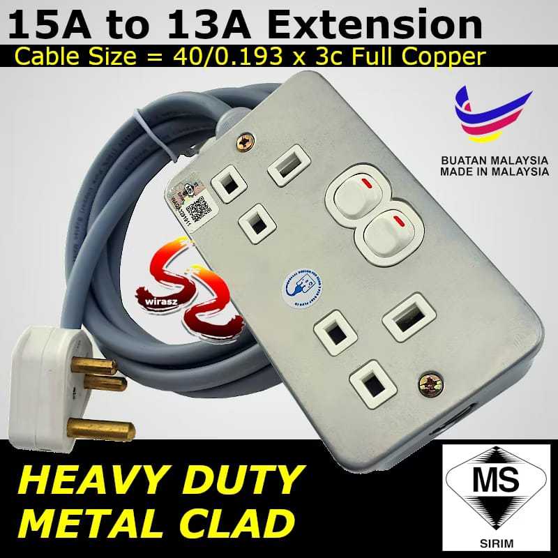 Metal Clad 1 Gang / 2 Gang 15A to 13A Converter Heavy Duty Trailing ...