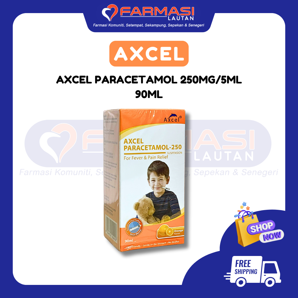 Axcel Paracetamol 250mg/5mL Suspension (90mL) [Orange Flavour] (Fever ...