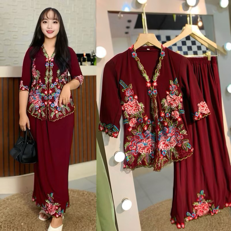 READY STOCK BIG SIZE KEBAYA MAROON KEKWA SAHAJA NO SKIRT | Shopee Malaysia