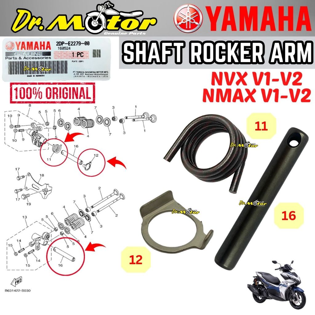 NVX155 NMAX NMAX150 NVX 155 V1-V2 Rocker Arm Plate Lock Washer Spring Roker Sub Sab B65-E2156-00 ...