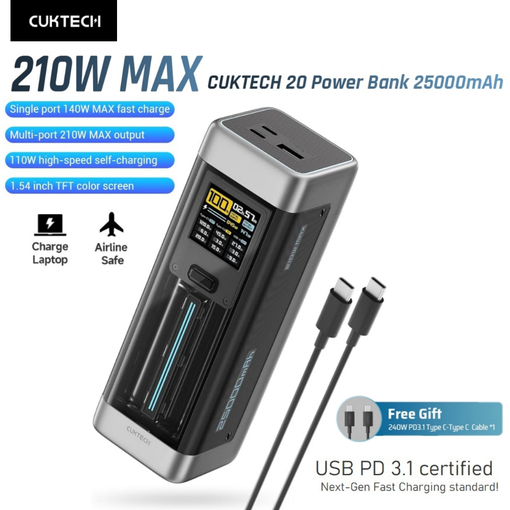 P23 CUKTECH Power Bank 25000mAh 210W Max Xiaomi HyperCharge 120W Fast Charge Portable powerbank ...