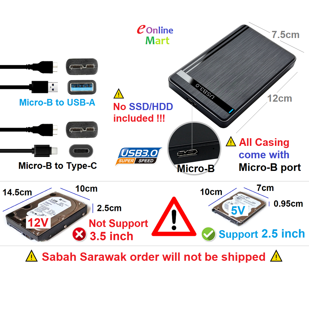 USB 3.0 2.5 inch SATA Hard Disk External Casing Tool-Free 2.5" HDD ...