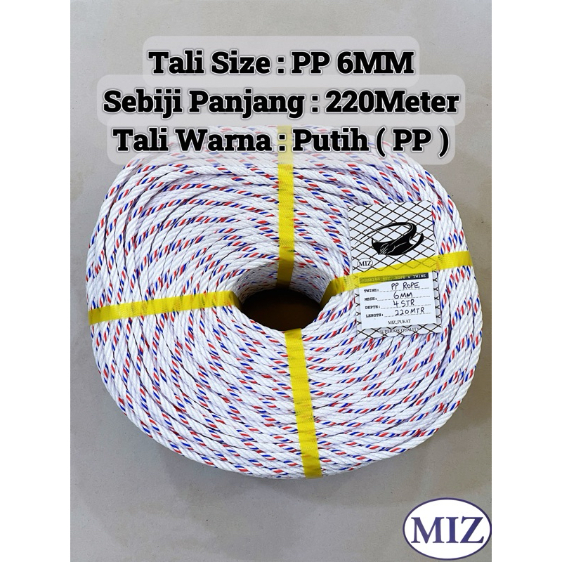 PP 6MM x 220MTR Tali Miz Tali Pukat PP Rope Tali Baru Tali Laut Tali ...