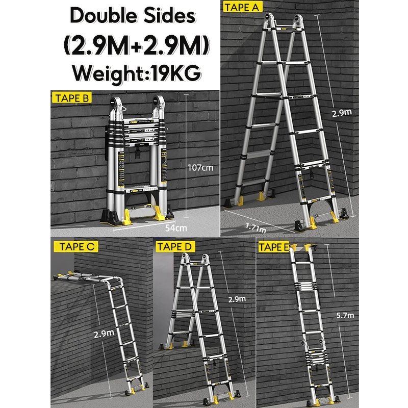 Telescopic Ladder Foldable Heavy Duty Tangga Lipat Aluminium ...
