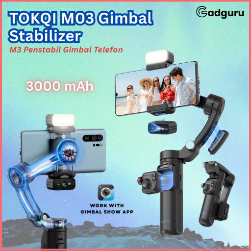 M03 Phone Gimbal Stabilizer with Face Tracking Fill Light Wireless ...