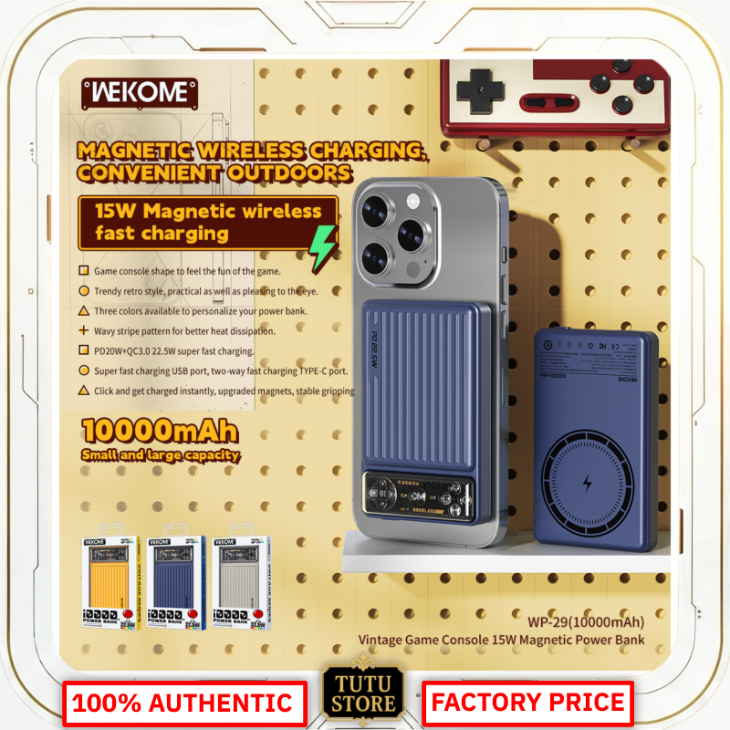 WEKOME WP 29 Vintage Game Console 10,000mAh PD 20W QC 3.0 22.5W 15W ...