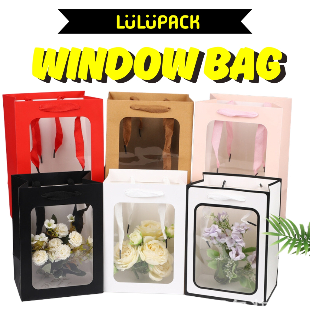 LULUPACK Bouquet Bag Paper Bag Window Gift Bag Sarung Bouquet Doorgift ...