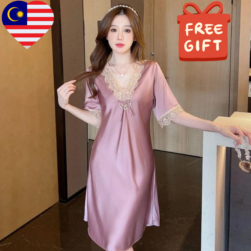 baju tidur nightdress wanita marisa renda sutera pyjamas women ...