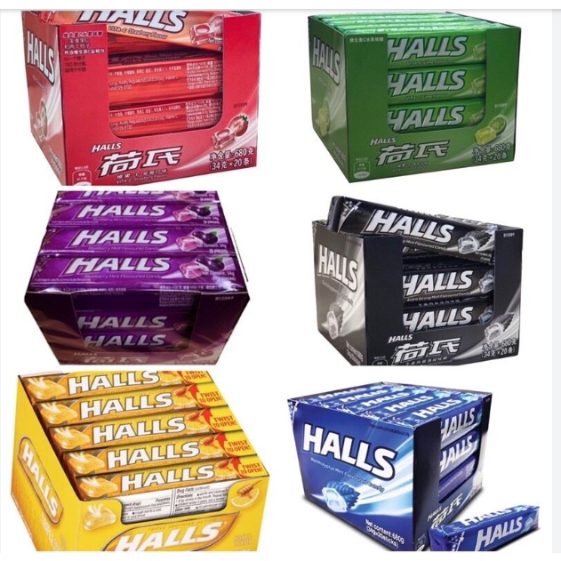 HALLS Candy Assorted Flavour 20 stick ( Extra Strong Mint / Blueberry ...